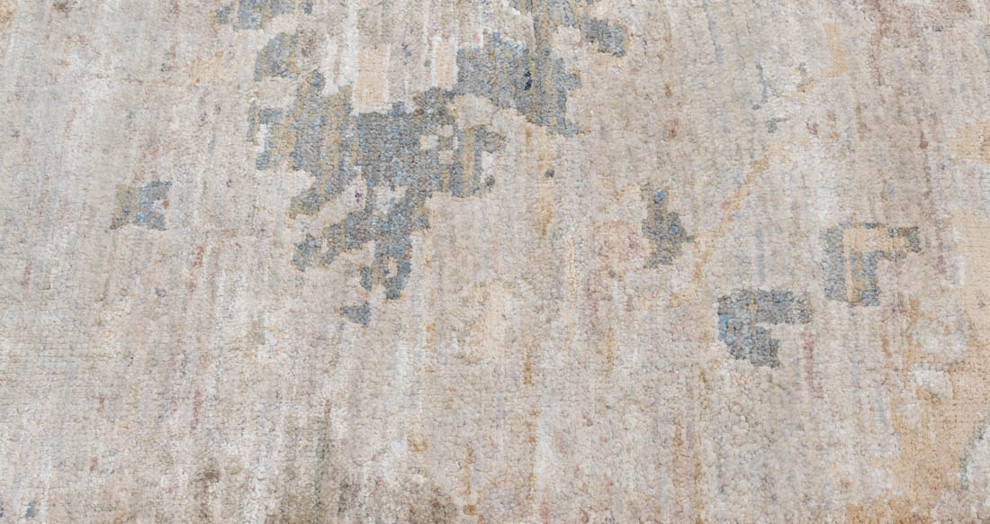 Natural Silk Textured Modern Oushak Design Ivory/Beige Multi Rug ...