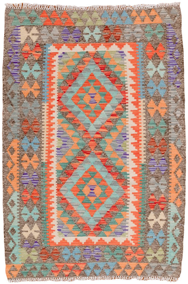 Contemporary Afghan Maimana Reserve Kilim Reversible Wool Rug ...