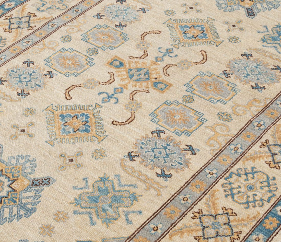 Hazara Light Blue/Ivory/Gold Reserve Production Wool Rug - Kebabian's Rugs